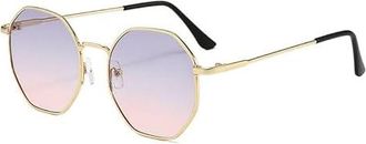 Generic Lunettes de soleil r&eacute;tro &agrave; monture en m&eacute;tal tendance pour homme et femme - Lunettes de soleil tendance pour voyage, photographie de rue, Monture dor&eacute;e