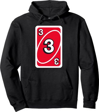 Uno Halloween Red 3 Karte Pullover Hoodie