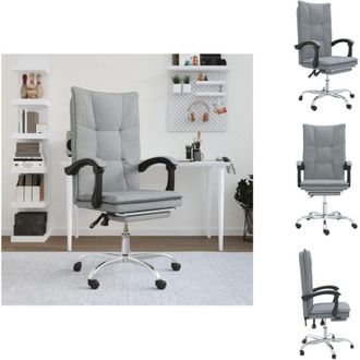 vidaXL B&uuml;rostuhl mit Liegefunktion Hellgrau Stoff - B&uuml;rostuhl - Schreibtischstuhl - Ergonomischer Stuhl - H&ouml;henverstellbar - Drehbarer Stuhl
