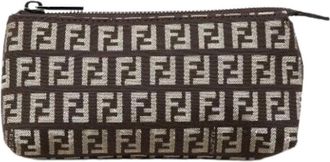 Fendi Porte-monnaie en toile Pre-owned - Femme - Pre-owned - Brun - Taille: ONE Size