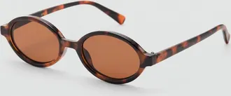 Mango Lunettes de soleil monture ovale chocolat - Femme - Taille unique - MANGO