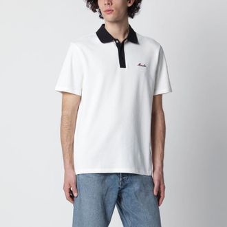 Moncler White cotton piqu&eacute; polo shirt with embroidered logo