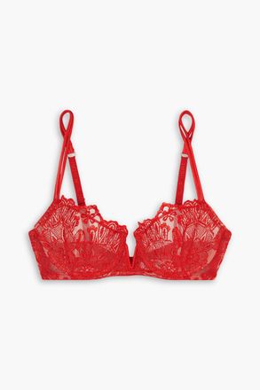 I.D. Sarrieri Crossette B&uuml;gel-BH aus T&uuml;ll mit Stickereien - Rot - 32 B