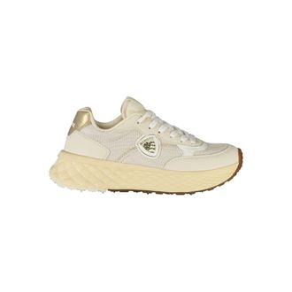 Blauer Beige Schnür-Mesh-Sneaker