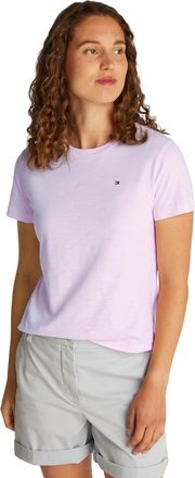Tommy Hilfiger Damen T-Shirt Kurzarm Slim mit Rundhalsausschnitt, Rosa (Light Pink), XXL