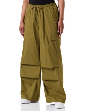 Champion Damen Legacy Minimalist Resort W-Light Cotton Popeline Parachute Trainingshose, olivgrün, S