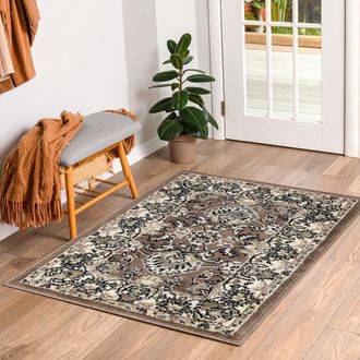 Superior Teppich für den Innenbereich, Jute-Rückseite, Plüsch-Teppiche mit Blumenmuster für Eingangsbereich, Wohnzimmer, Küche, Schlafzimmer, Büro, Bodenabdeck