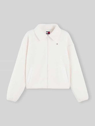 Tommy Jeans Boxy Fit Teddyjacke mit Label-Patch