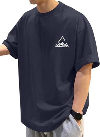 TOMWELL Oversize T-Shirt pour Homme Manche Courte à col Rond Été Hauts Manches Courtes Basique Couleur Solide Sweatshirt Top Basic Tee Shirt Col Rond Vintage 