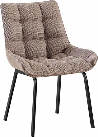 Clp Esszimmerstuhl Saranda I Polsterstuhl mit Stoffbezug oder Samtbezug I K&uuml;chenstuhl mit schwarzem Metallgestell und R&uuml;ckenlehne, Farbe:terrabraun, Mater