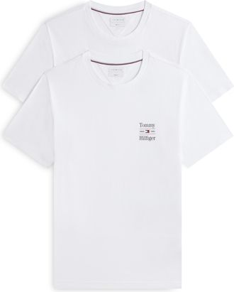 Tommy Hilfiger T-Shirt TOMMY HILFIGER 2 PACK CHEST GRAPHIC REG TEES, Herren, Gr. XXL, wei&szlig; (wei&szlig;, wei&szlig;), Jersey, Obermaterial: 100% Baumwolle, regular fit normal, Ru