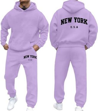 Generic Tenue dautomne 2 pi&egrave;ces pour homme avec capuche graphique - Ensemble de surv&ecirc;tement &agrave; capuche et pantalon de surv&ecirc;tement pour homme - V&ecirc;tements de d&eacute;t