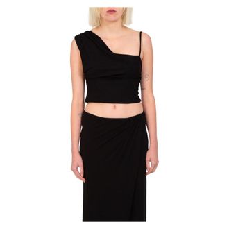 Pinko Asymmetrisches Krepp-Top - - Tops - Damen - Schwarzk - M
