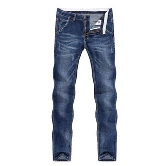 Generic Pantalon d&eacute;t&eacute; fin bleu slim droit denim pantalon d&eacute;contract&eacute; pleine longueur jean, bleu, 36 W (tour de taille : 92 cm)