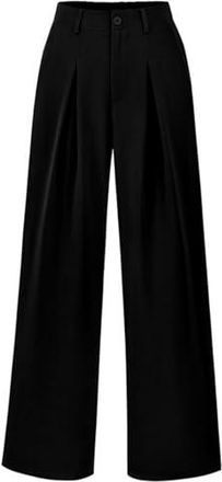 Generic Pantalon de travail taille haute pour femme, tenue d&eacute;contract&eacute;e 2025, pantalon habill&eacute; &agrave; jambes larges, taille &eacute;lastique, ample et pliss&eacute;, palazzo, No