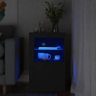 vidaXL Beistellschrank mit LED-Leuchten Schwarz Holzwerkstoff Vidaxl