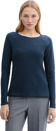 Tom Tailor Damen Basic Strickpullover aus Baumwolle, 10378 - Dark Denim Blue, XXS