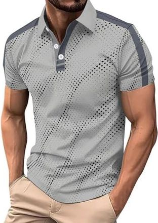 Generic Haut basique boutonn&eacute; coupe classique pour homme, v&ecirc;tement de travail d&eacute;contract&eacute;, polo vintage, l&eacute;ger et respirant, tunique de vacances, GY2., 3XL