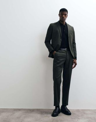 Jack & Jones pantalon de costume coupe super slim en vert fonc&eacute;