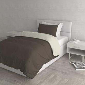 Italian Bed Linen Natural Color Doubleface Bettbezug, 100% Baumwolle, dunkel Blau/hell Grau, kleine Doppelte