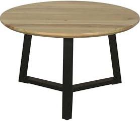 Byliving Couchtisch Cross/Tischplatte Massivholz Akazie Natur/Gestell Metall schwarz/mit Schweizer Kante/Kaffeetisch/Wohnzimmertisch/rund/D 75 x H 46cm (Akazie