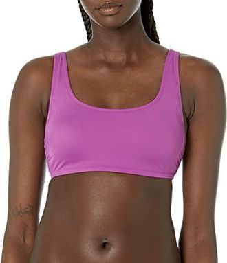 Amazon Essentials Maillot de Bain Crop Top à Col Rond Femme, Améthyste, 42
