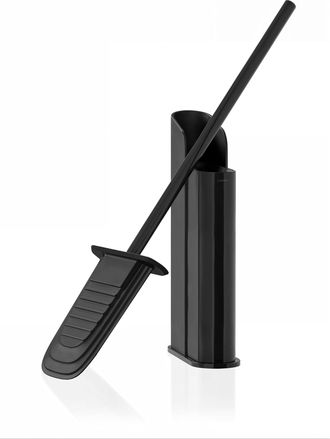 Cosmic Toilettenbürste Flach aus Silikon mit Flexiblem und Ultradünnem Design. Boden- oder Wandhalterung für WC. Halterung in Mattschwarz