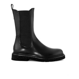 Guglielmo Rotta Schwarze Leder Stiefeletten Elastische Eins&auml;tze - - Shoes - Damen - Schwarzk - 39 EU
