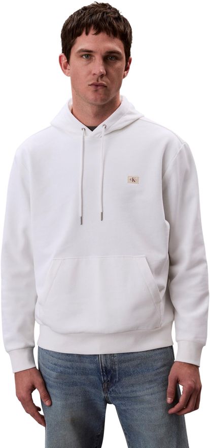 Calvin Klein Herren Hoodie Terry Badge mit Kapuze, Weiß (Bright White ...