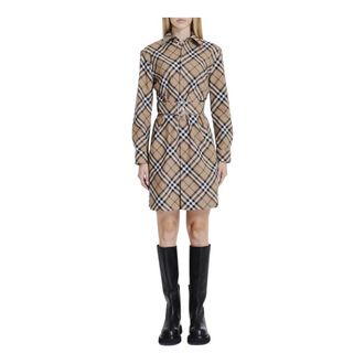 Burberry Haymarket Check Shirtdress - - Dresses - Damen - Braun - 3XS