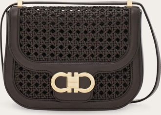 Ferragamo Damen Umh&auml;ngetasche North-South Double Gancini (XS) Braun