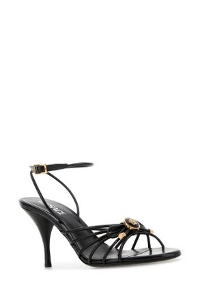 Versace Womens Black Nappa Leather Sandals Blackversacegold Sandali