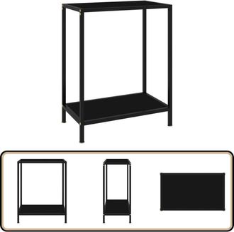 vidaXL Konsolentisch Schwarz 60x35x75 cm Hartglas - Konsolentisch - Wohnzimmermöbel - Sideboard - Nachttisch - Schwarz