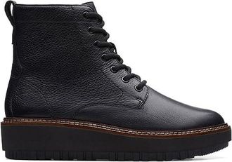 Clarks Bottes tendance Oriannaw en dentelle pour femme, Cuir noir, 43 EU