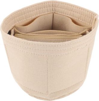 BESPORTBLE Organisateur de Paquet &agrave; Main en Feutre Beige, Insert Cylindrique 15X15 CM pour Trousse de Maquillage, Organiseur Int&eacute;rieur pour Paquet Fourre-Tout Fe