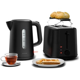 Klarstein Klarstein Velaire Toaster Wasserkocher Set 2 Scheiben Toaster mit 7 Br&auml;unungsstufen, Br&ouml;tchenaufsatz, Kr&uuml;melfach, 1,7L Wasserkocher mit Kalkfilter