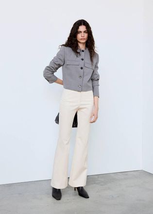 Mango Pantalon flare taille haute &eacute;cru - Femme - 34 - MANGO