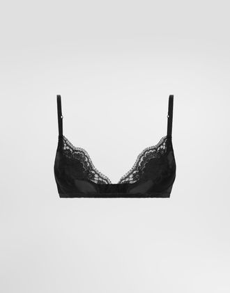 Dolce & Gabbana Der B&uuml;gellose Soft-cup-bh Aus Elastischem Seidensatin Mit Edlen Details Aus Baumwollspitze Hat Eine Bequeme Passform: - Frau Unterw&auml;sche Schwarz Seide