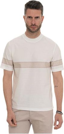 Canali Homme, Tops, Blanc, Taille: 3XL T-shirt &agrave; manches courtes et col rond
