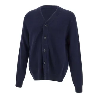 Paul Smith Homme, Pulls, Bleu, Taille: S Cardigan en laine mérinos, col en V, boutons contrastants