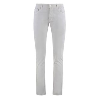 Moorer Slim Fit Baumwoll Seiden Hose - - Trousers - Herren - Grau - W31
