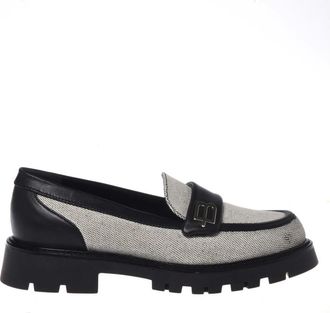 Baldinini Femme, Chaussures, Beige, Taille: 39 1/2 EU Mocassin en toile et cuir
