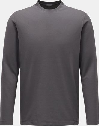 Zanone Herren - Rundhals-Longsleeve dunkelgrau