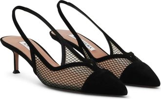 Aquazzura Hohe Schuhe - Pointed Toe Slingback Heels With Mesh Upper - Gr. 37,5 (EU) - in Schwarz - f&uuml;r Damen