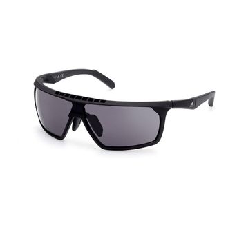 adidas Sport SP0030 Herren-Sonnenbrille, Schlanke und Leichte Sport-Sonnenbrille, Navigator-Brillenglasform, Rauchglas, Mattschwarz
