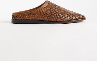 Abercrombie & Fitch Mules aus Leder in Braun mit Webdesign
