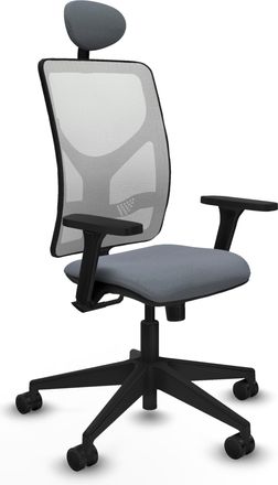 Piqueras y Crespo Computerstuhl mit 3D-Armlehnen, h&ouml;henverstellbarer Lendenwirbelst&uuml;tze und festem Kopfteil, ausgestattet mit 3 Positionen, Wei&szlig;/Grau