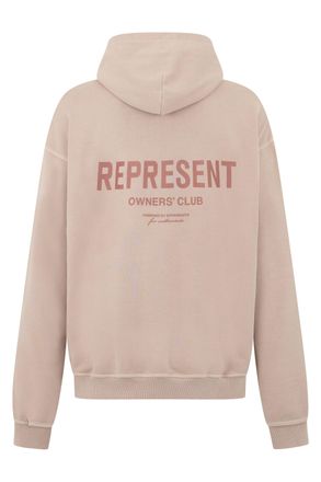 Represent Mens Hooded Sweatshirt Beige Cotton Jumpers Sweater
