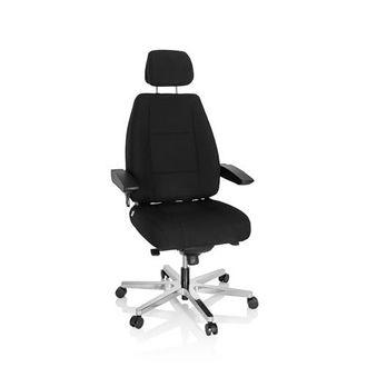 hjh OFFICE 608916 Arbeitsstuhl 24 Hours I Stoff Schwarz robuster 24 Stunden B&uuml;rostuhl ergonomisch, bis 150kg belastbar