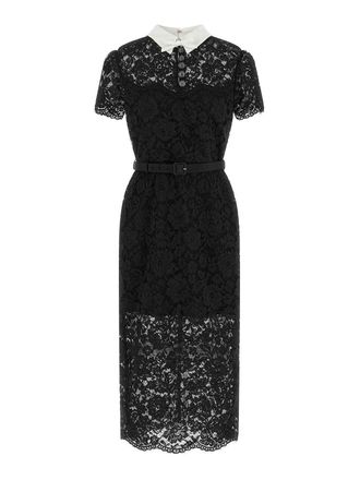Self Portrait Knielanges Kleid - Schwarz